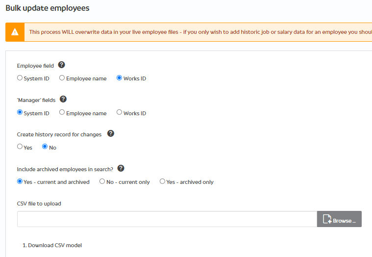Bulk Update Employees' Work Email Addresses and Company Users - HRWize