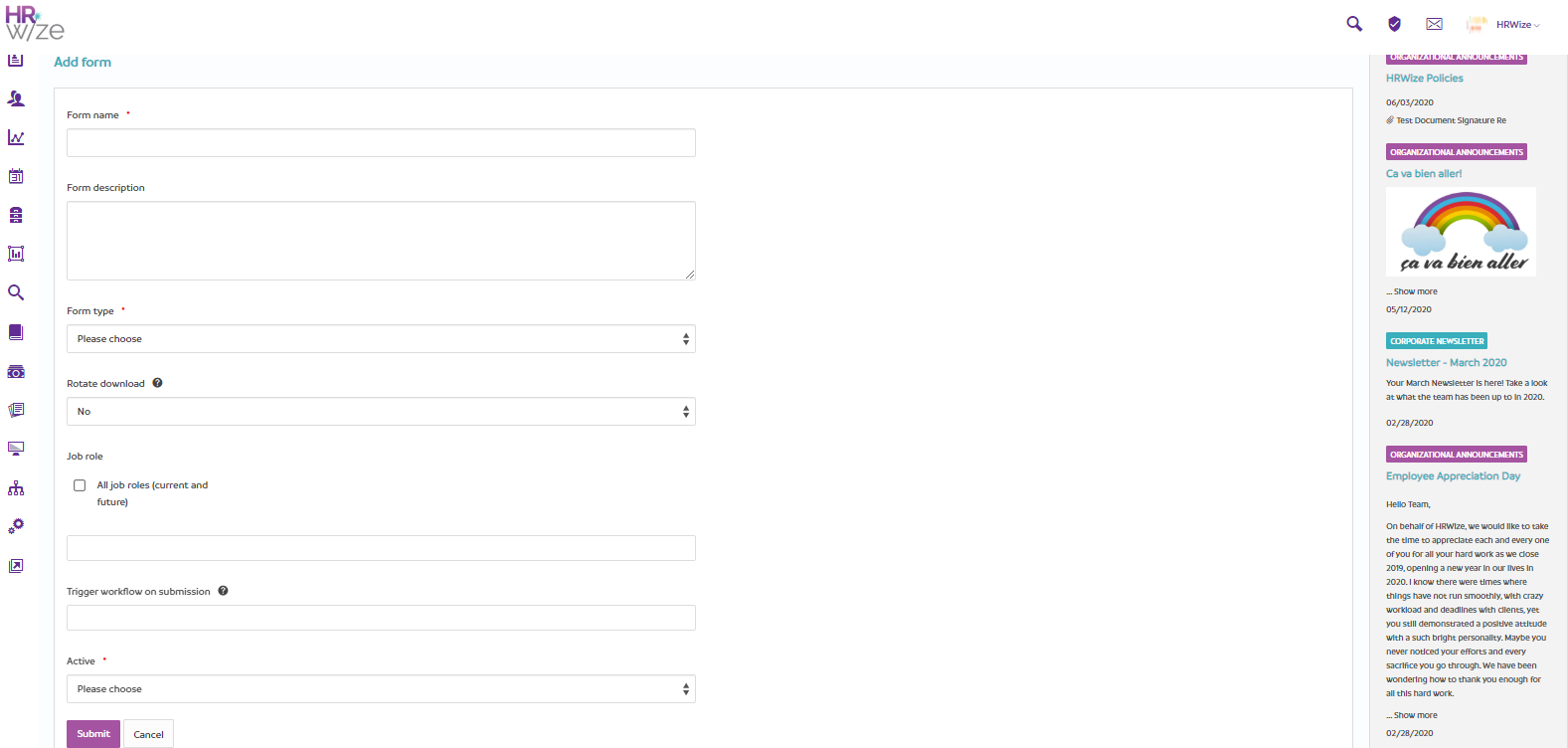 Form Builder - Form Types - HRWize